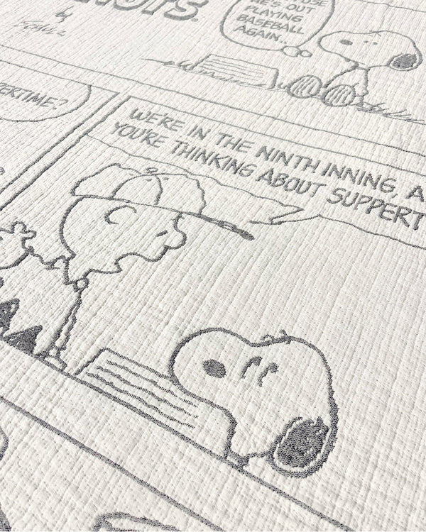 Blanket PEANUTS BASEBALL Comic Strip Cotton Black / White 4.25 x 6.5ft ...