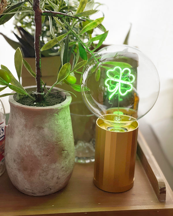 Bulb CLOVER Green with Base Table Lamp PORTABLE - VICI Brands