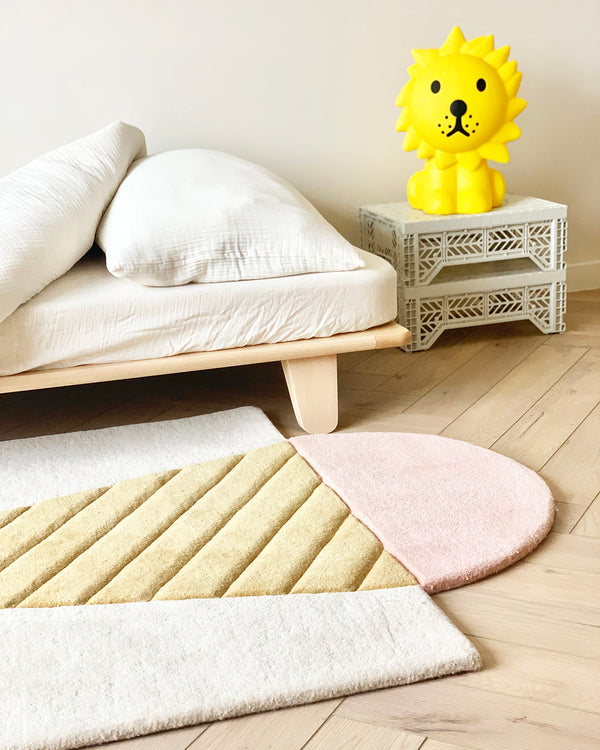 Maison Deux Rug ICE CREAM Cream / Pink and Light Brown Print 4 x 5 ft ...