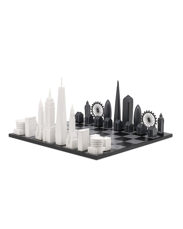 Skyline Chess Chess Set Acrylic London Vs New York Edition with B/W Ha ...