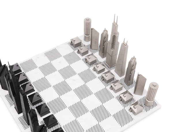 Chess Set Stainless Steel CHICAGO Edition with Marble Hatch Board ...